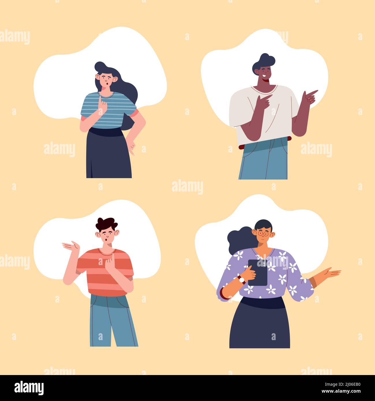 four persons finger point characters Stock Vector Image & Art - Alamy