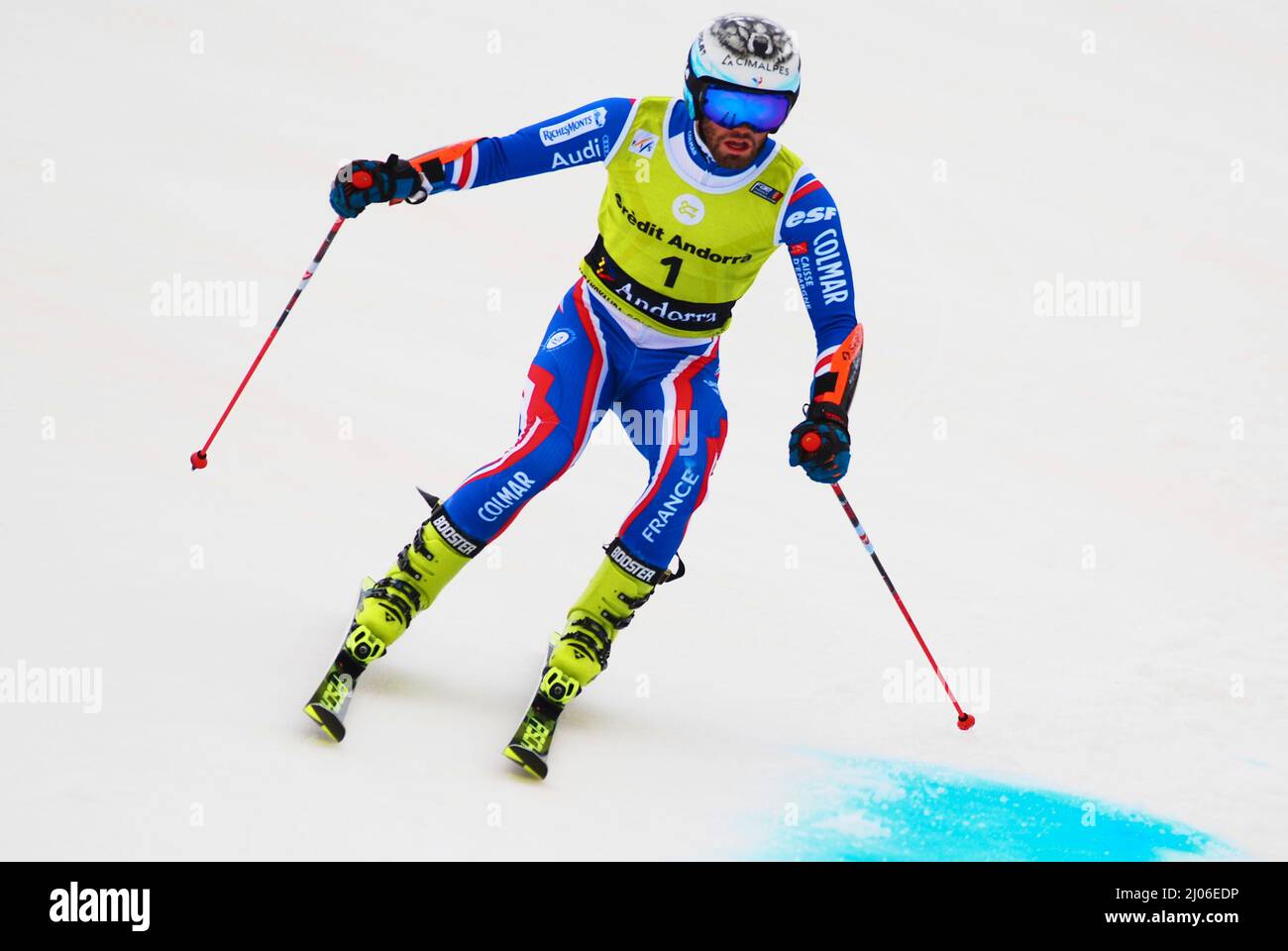 Soldeu, Andorra. 16th Mar, 2022. French skier Loevan Parand, competing ...