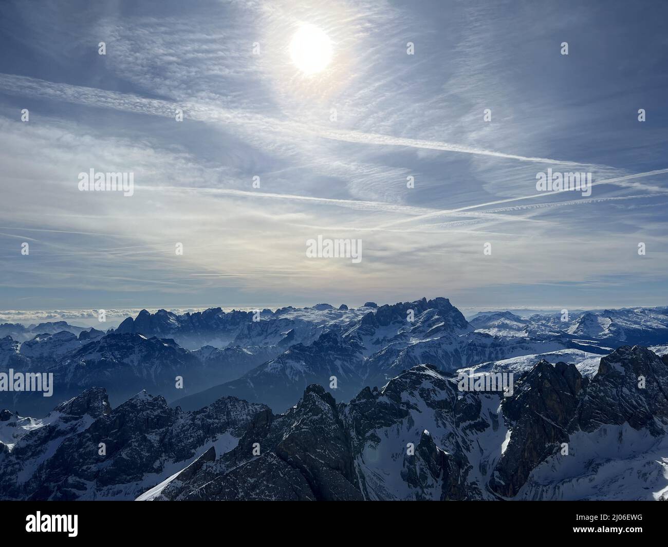 Chilling view of snow-covered mountains during winter in Passo Tonale ...
