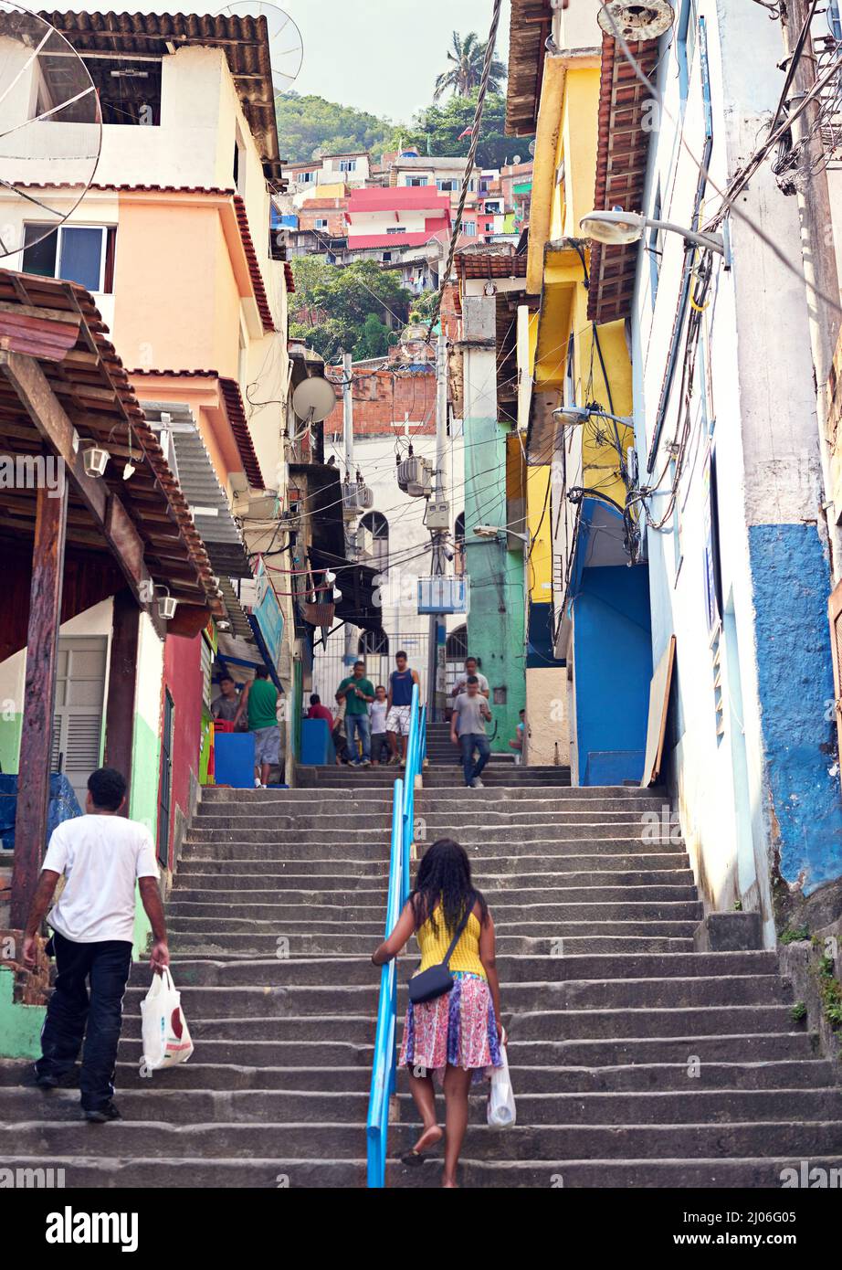 Everyday life in Brazil. Shot of people in the streets of Brazil Stock ...