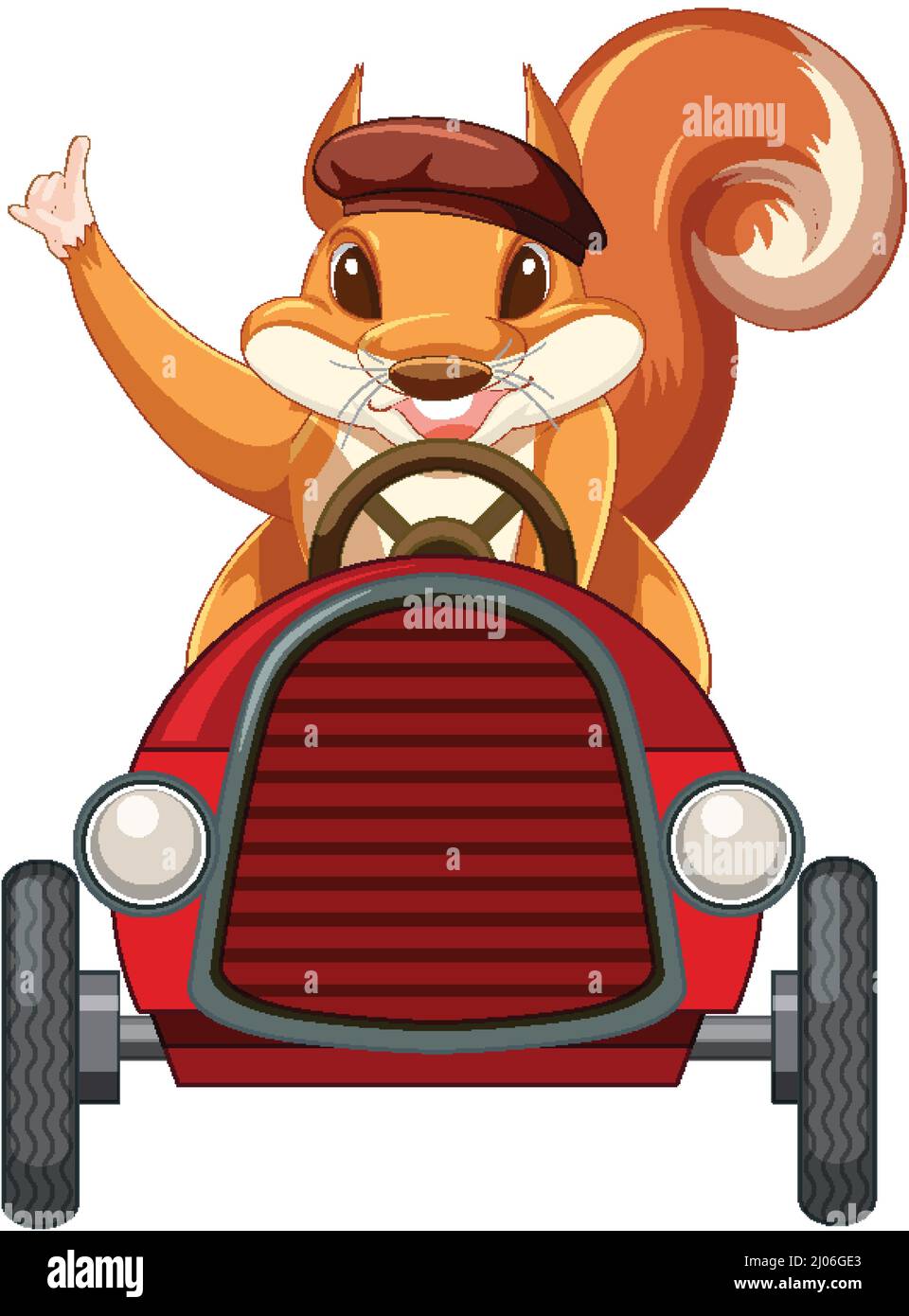 A squirrel driving car on white back ground illustration Stock Vector ...