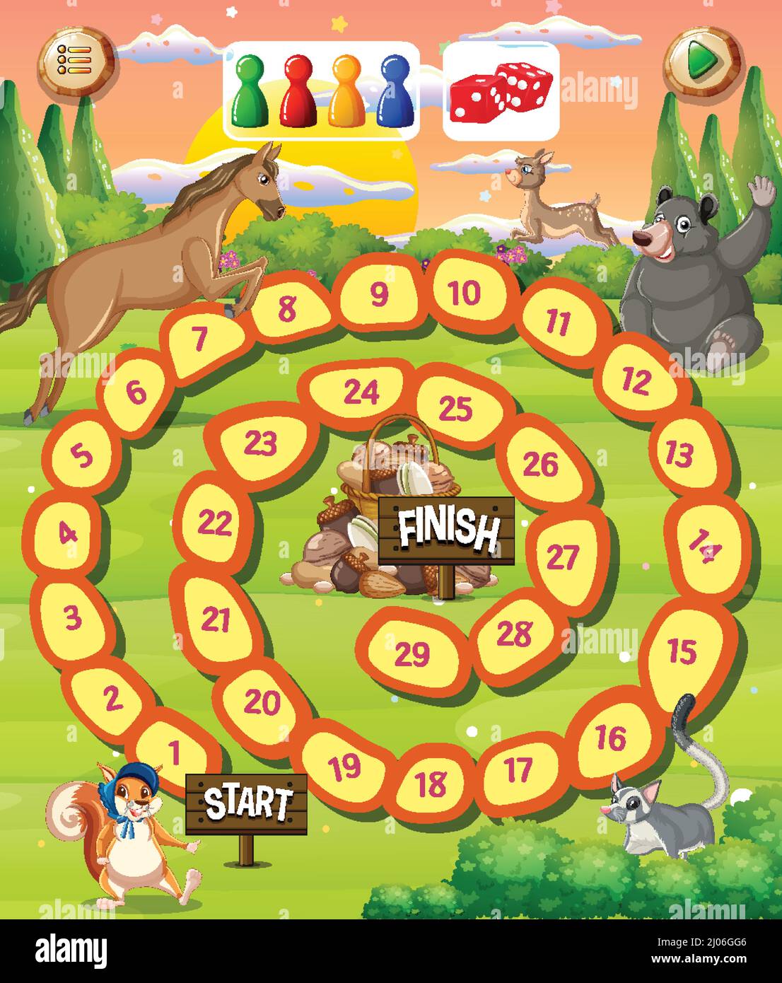 A snake ladder animal game template illustration Stock Vector Image ...