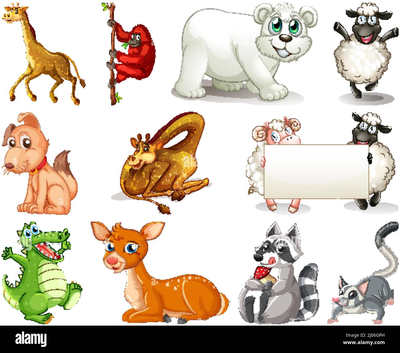 Set of animal cartoon character illustration Stock Vector Image & Art ...