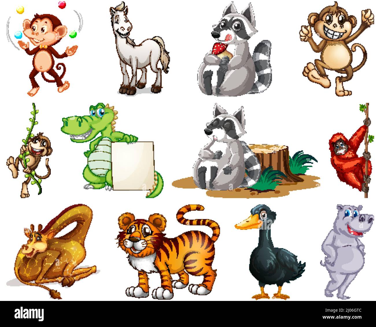 Set of animal cartoon character illustration Stock Vector Image & Art ...