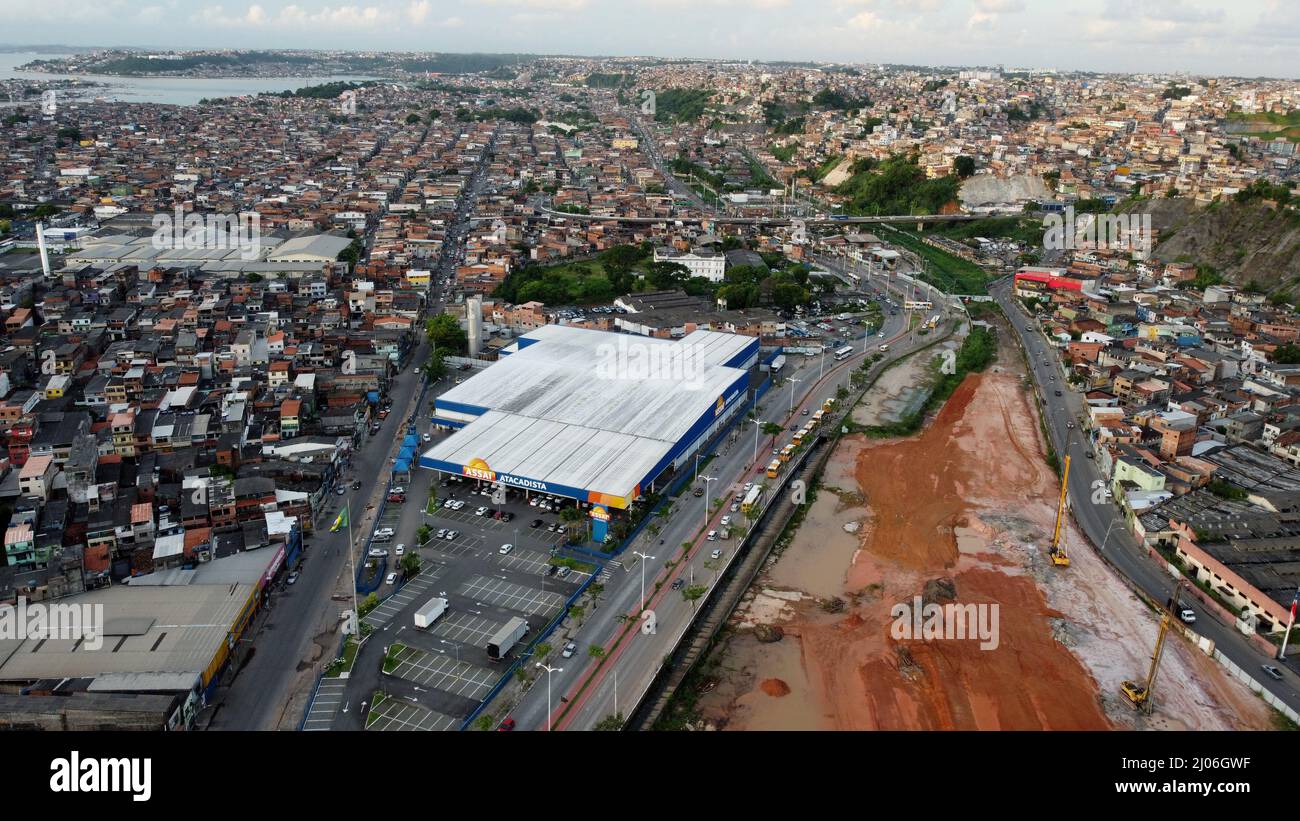 salvador, bahia, brazil - march 16, 2022: Aerial view of favelas in the ...