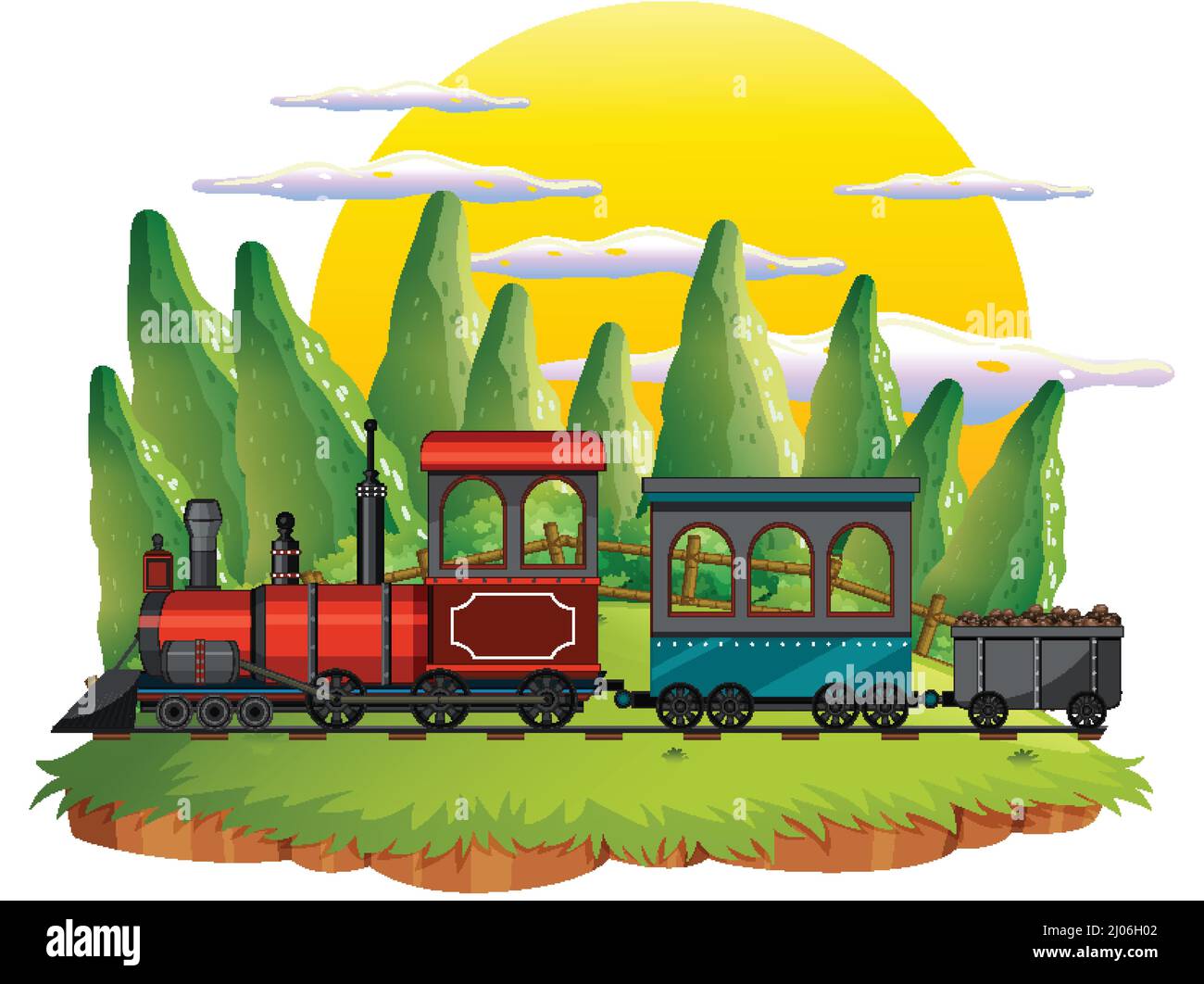 Train with natural scene illustration Stock Vector Image & Art - Alamy