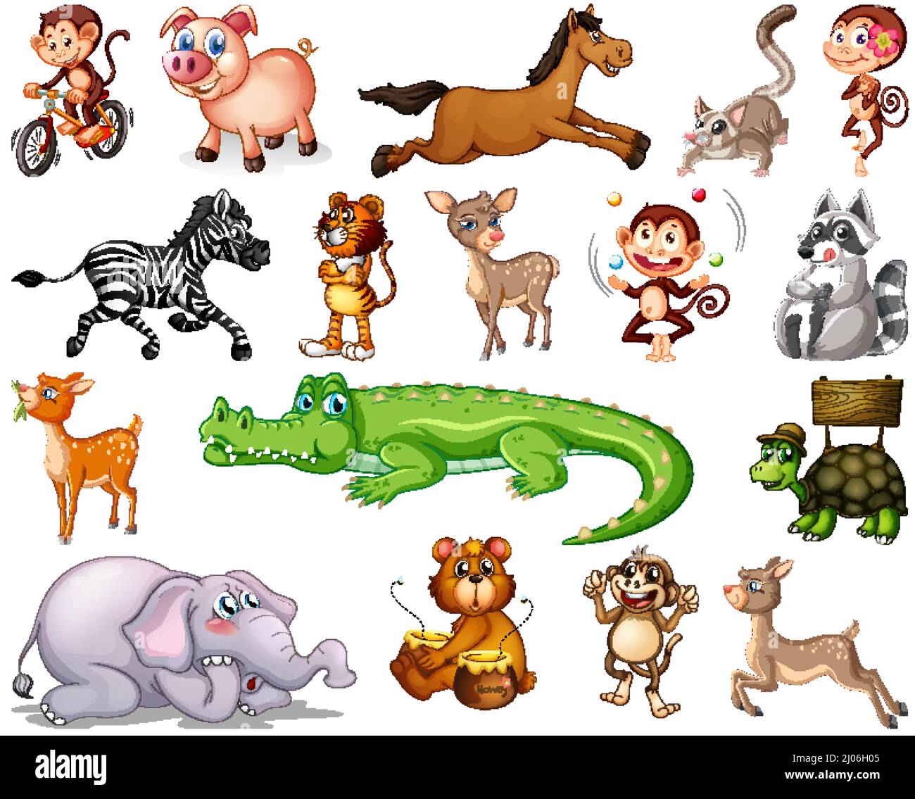 Set of animal cartoon character illustration Stock Vector Image & Art ...