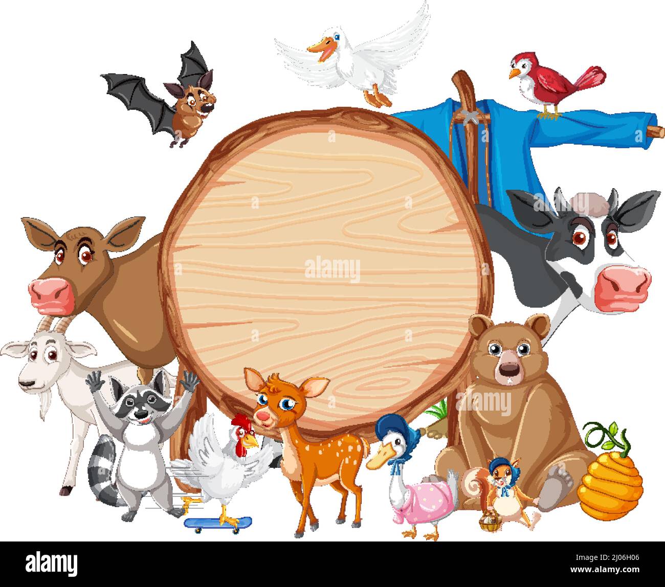 Animal with wooden sign banner illustration Stock Vector Image & Art ...