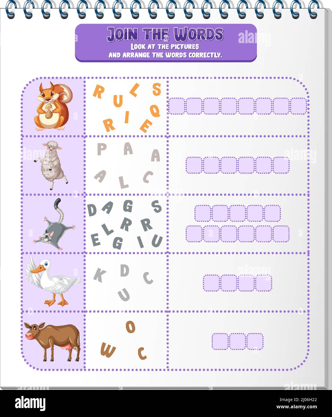 Arrange the letters in order with pictures illustration Stock Vector ...