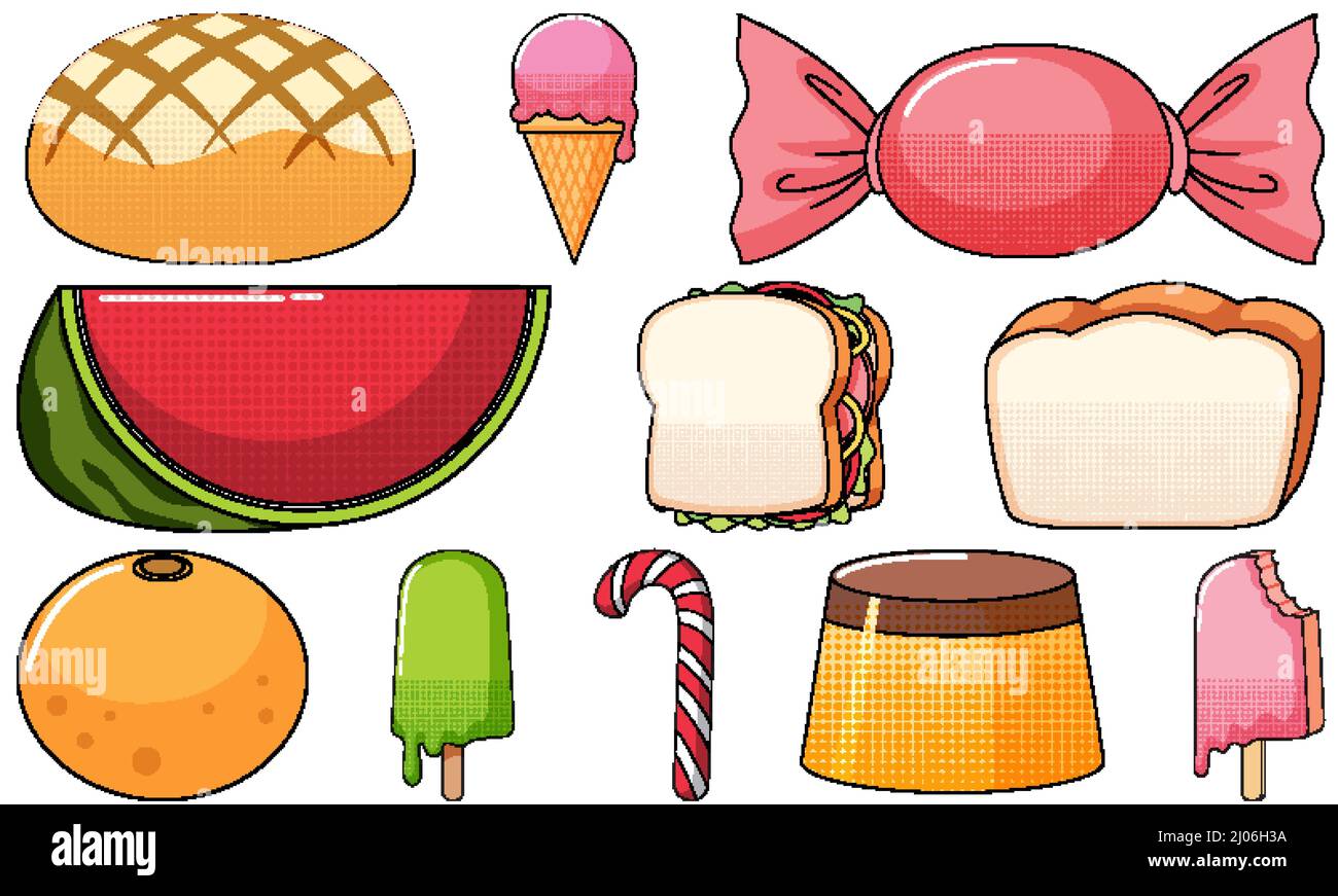 Set of vintage style cartoon on white background illustration Stock ...