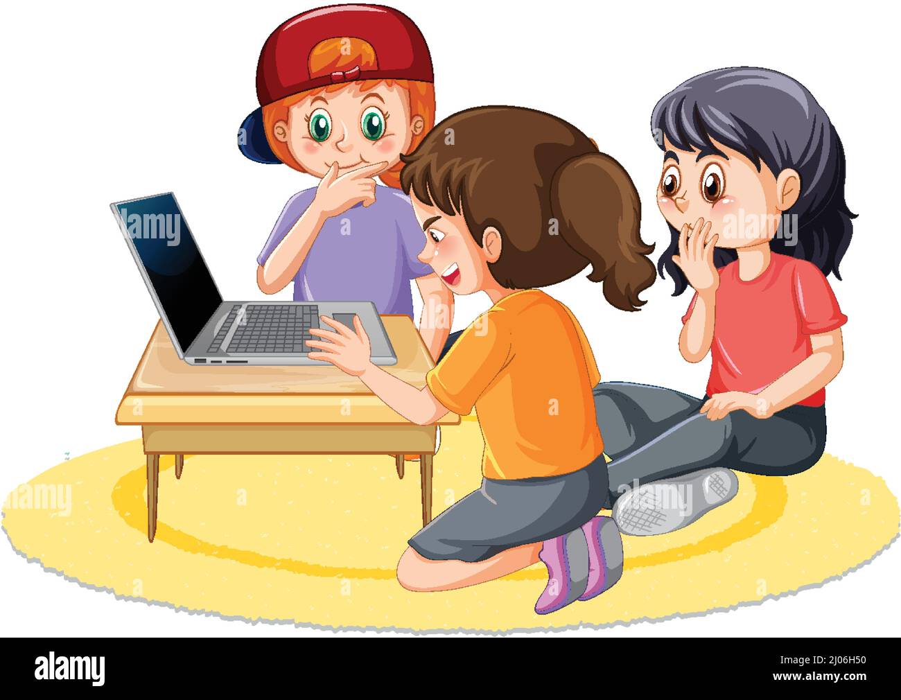 Children using laptop on white background illustration Stock Vector ...