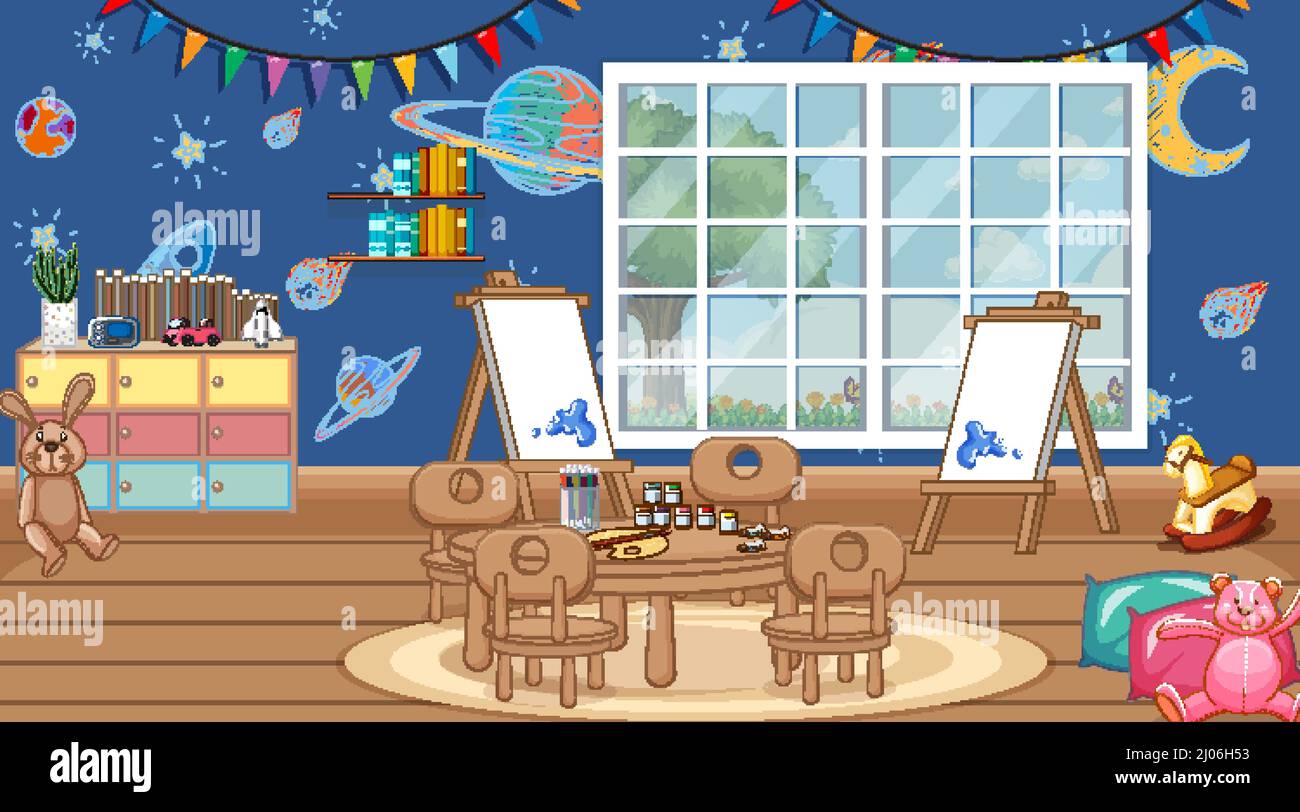 Scene with empty classroom illustration Stock Vector Image & Art - Alamy