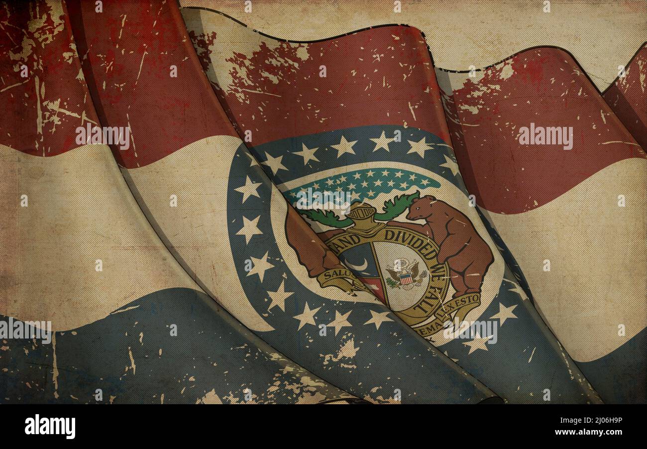 Background illustration of an old paper with a print of a waving Flag ...