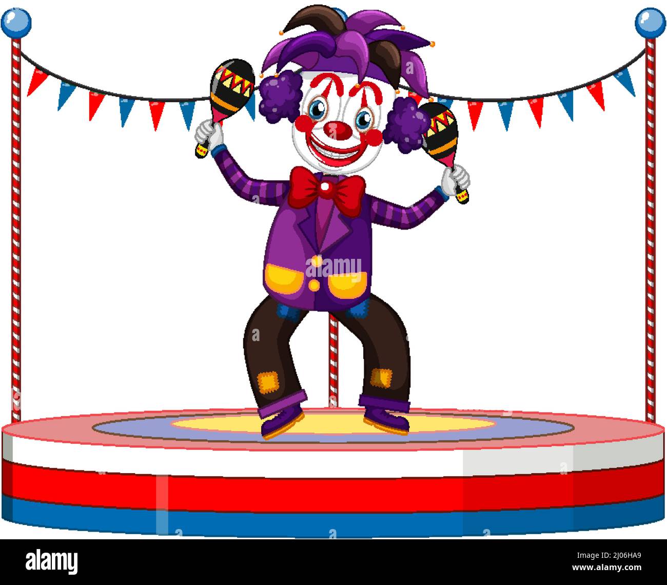 Clown perform on stage on white background illustration Stock Vector ...