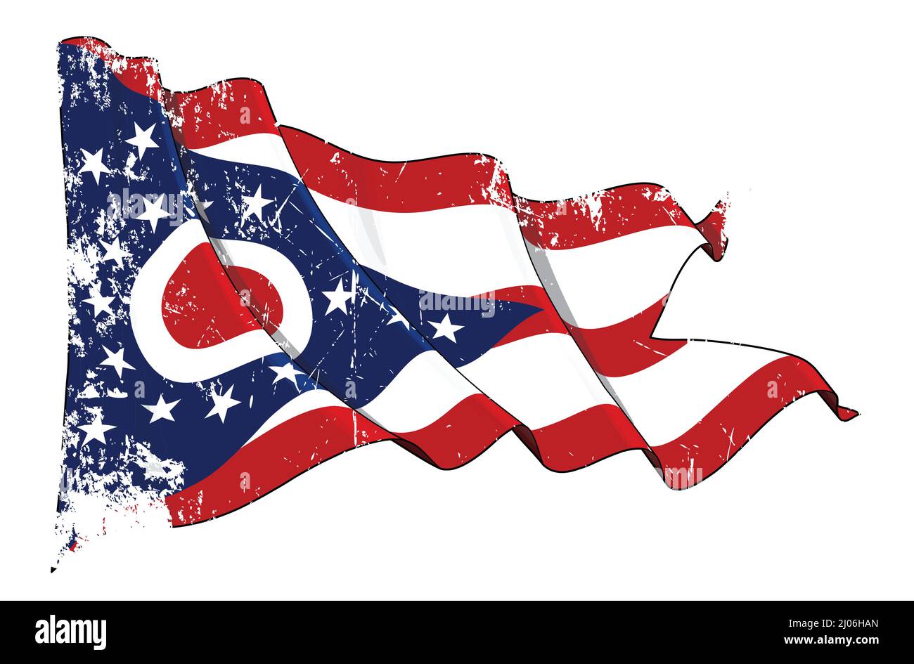 Vector Textured Grunge illustration of a Waving Flag of the State of ...