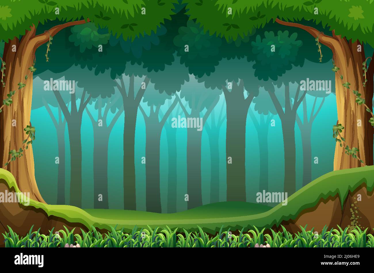 Nature scene with many trees illustration Stock Vector Image & Art - Alamy