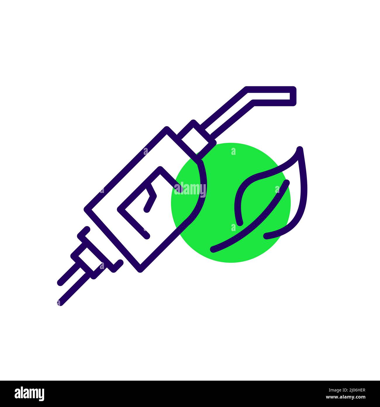 Sustainable green energy car fuel. Fuelling nozzle with a green leaf ...