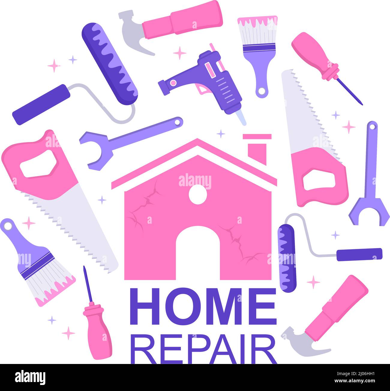 Home Renovation or Repair with Construction Tools, Laying Floor Tiles ...