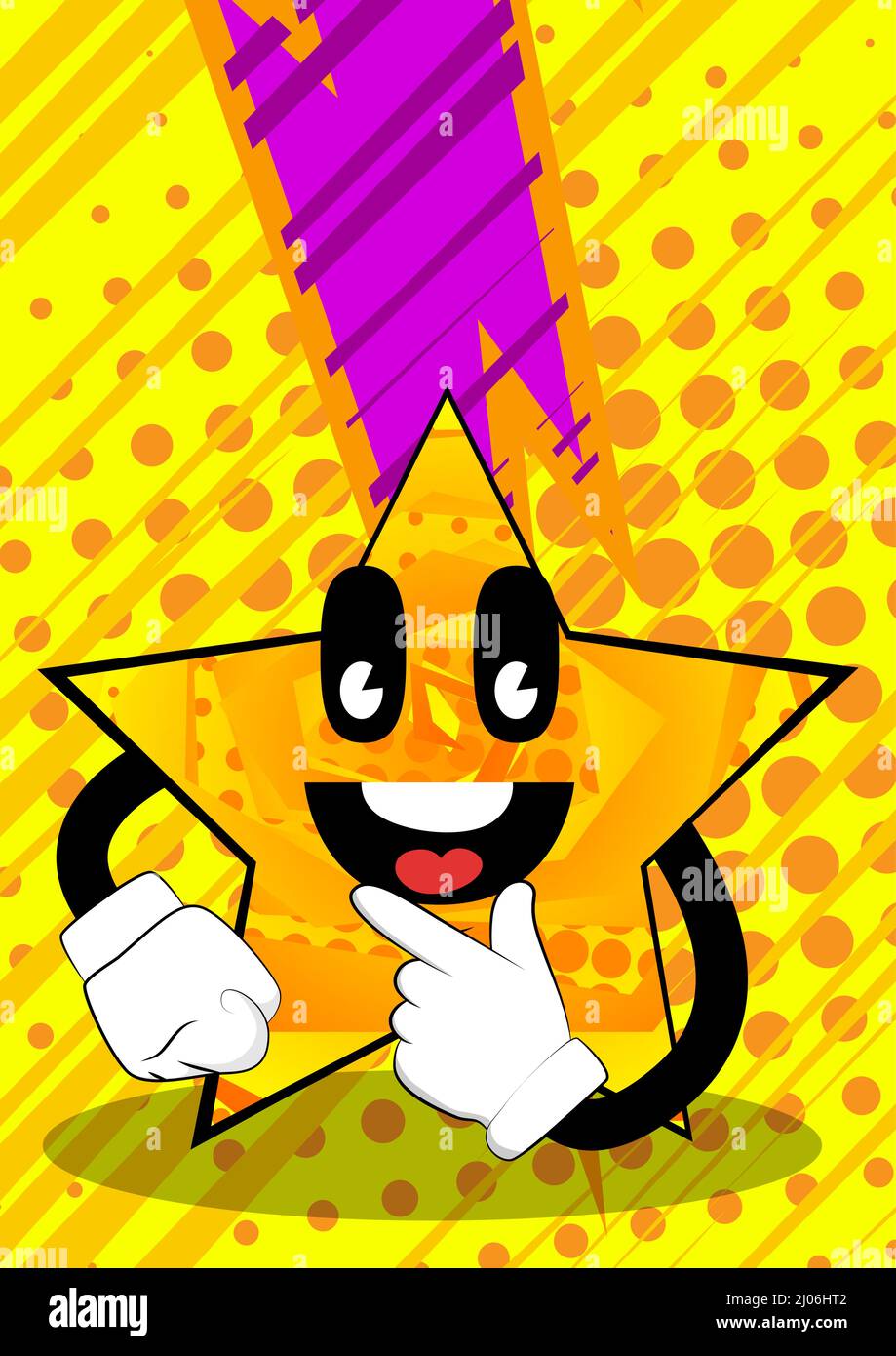 Star holding finger front of his mouth. Funny and cute cartoon ...