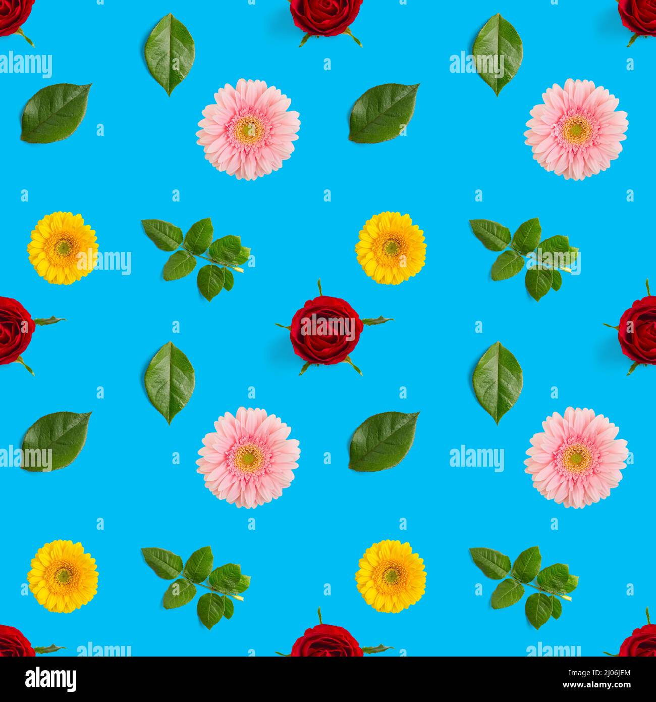 summer flowers seamless pattern. Gerbera and rose pattern Stock Photo ...