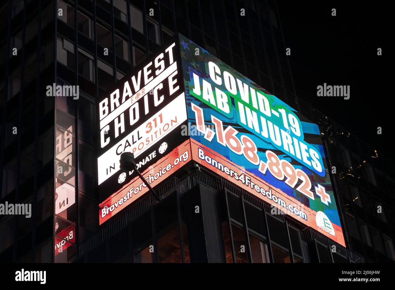 New York, NY - March 16, 2022: Political advertisement of all stripes ...