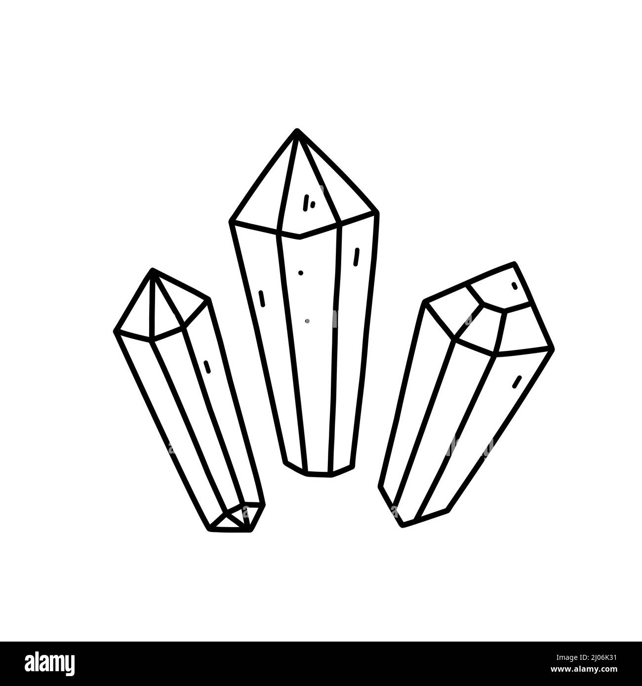 Magic crystals isolated on white background. Vector hand-drawn ...