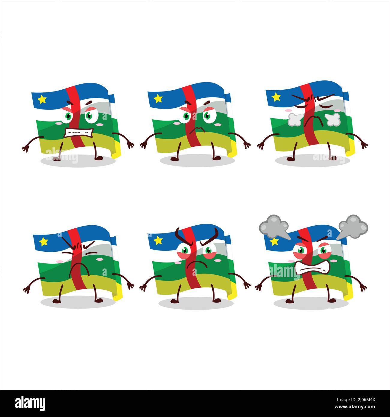 African republic flag cartoon character with various angry expressions ...