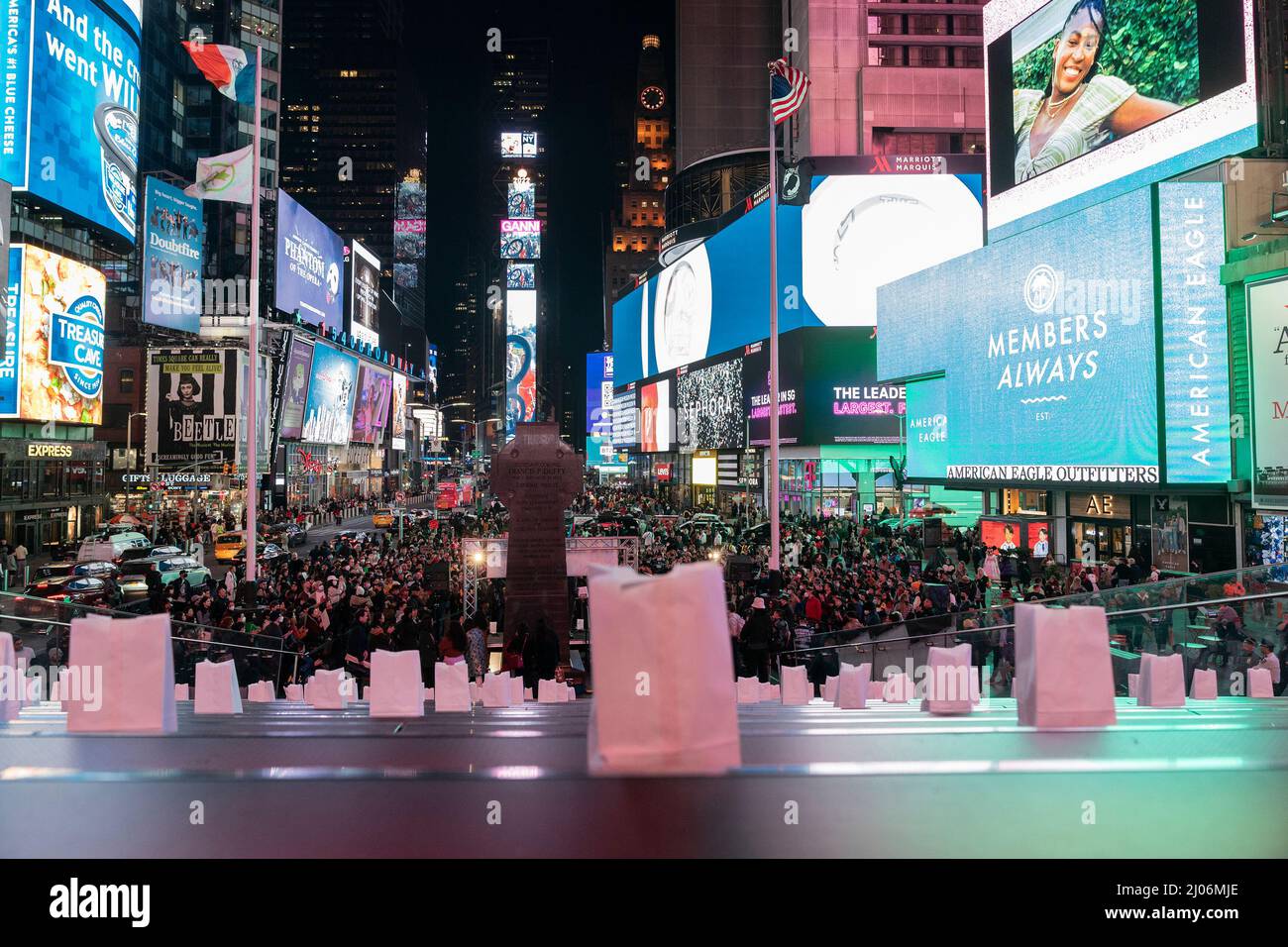 New York, USA. 16th Mar, 2022. More than hundred of people attended ...