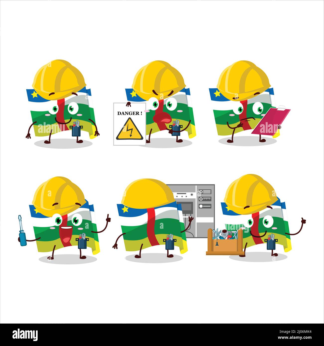 Professional Lineman african republic flag cartoon character with tools ...