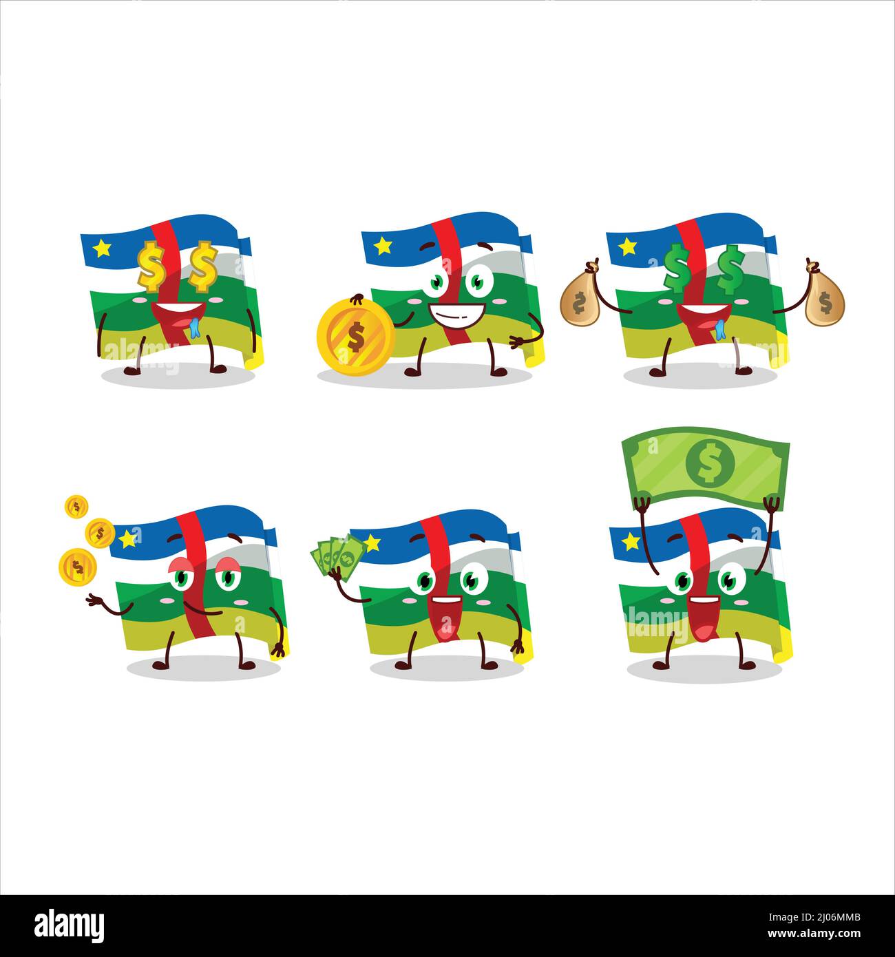 African republic flag cartoon character with cute emoticon bring money ...