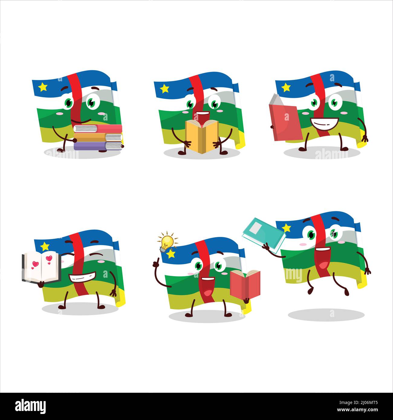 A picture of african republic flag cartoon character concept reading an ...