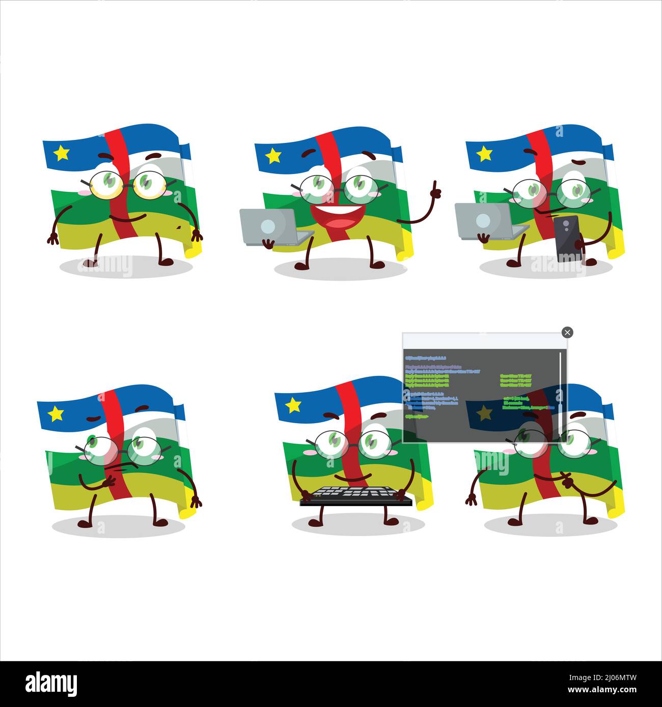 African republic flag Programmer cute cartoon character with. Vector ...