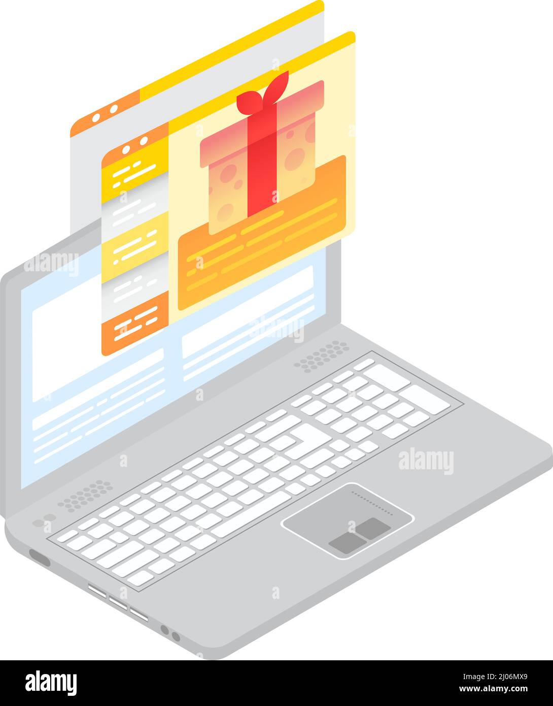 Online gift 3d vector computer internet store icon Stock Vector Image ...