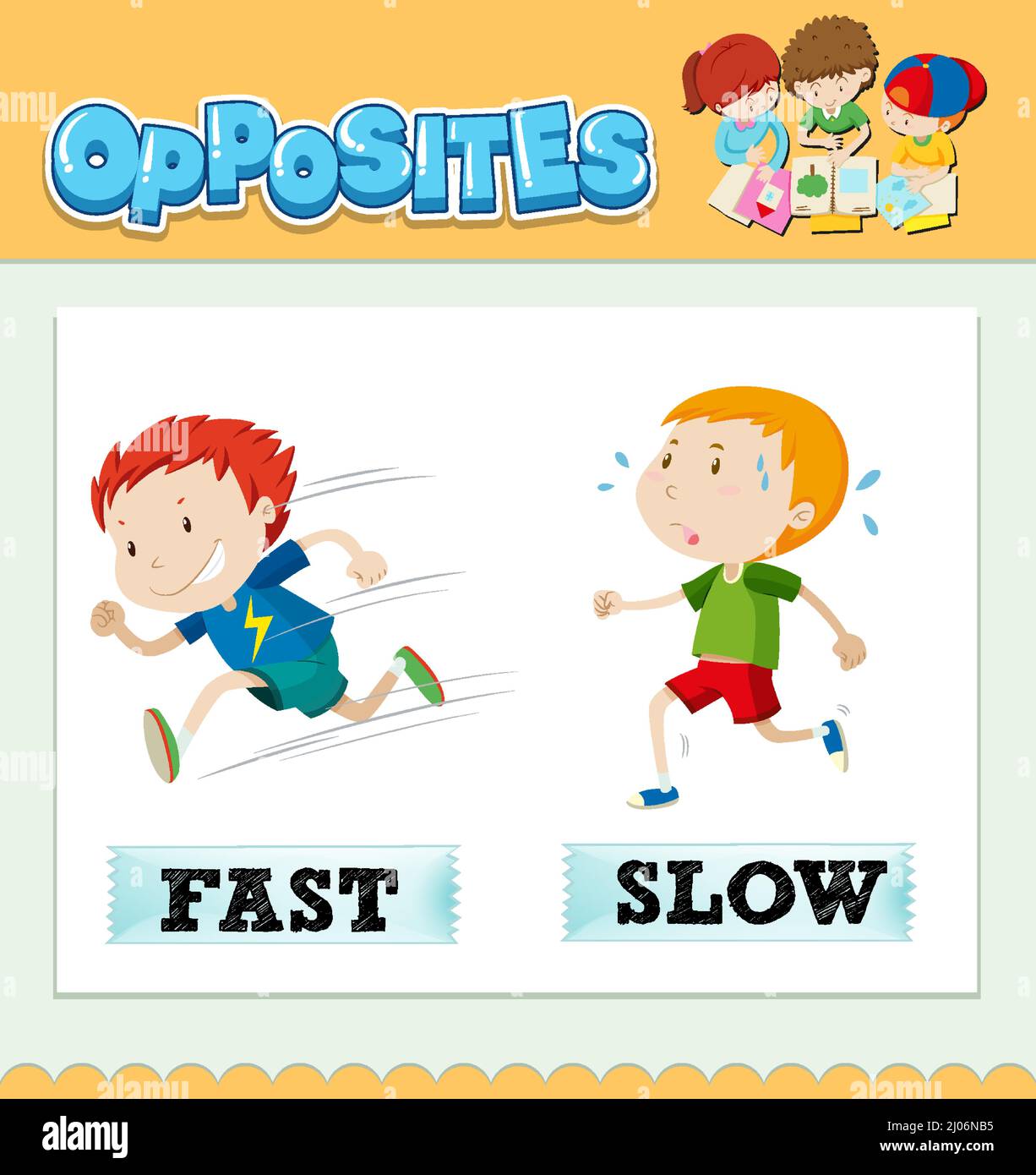 Opposite words for fast and slow illustration Stock Vector Image & Art ...