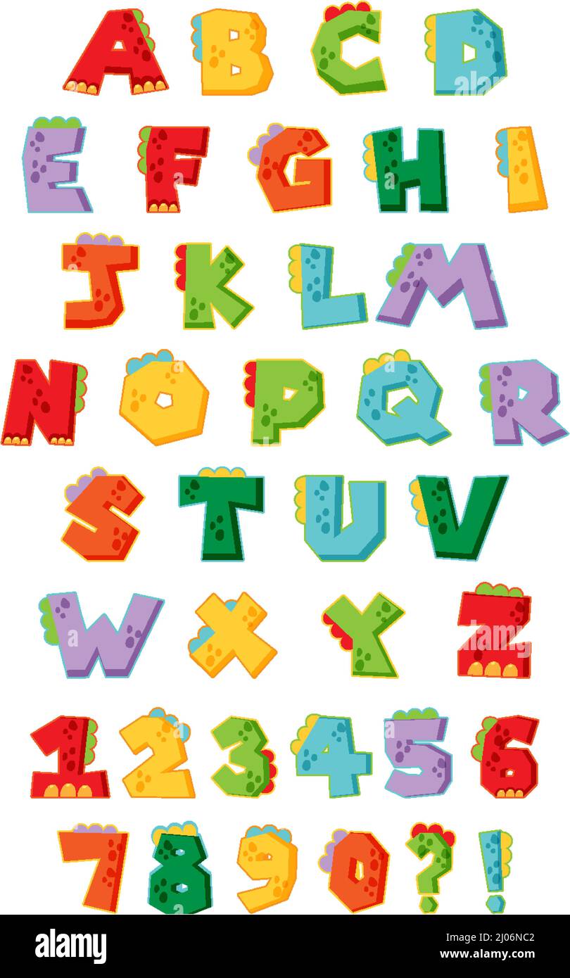 Font design for english alphabets and numbers illustration Stock Vector ...
