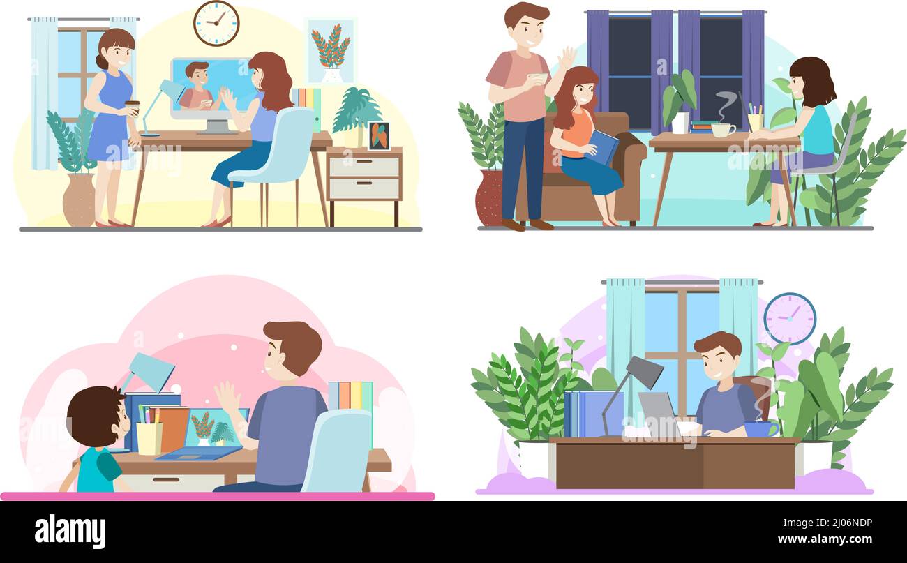 People working at coworking space simple flat design illustration Stock ...