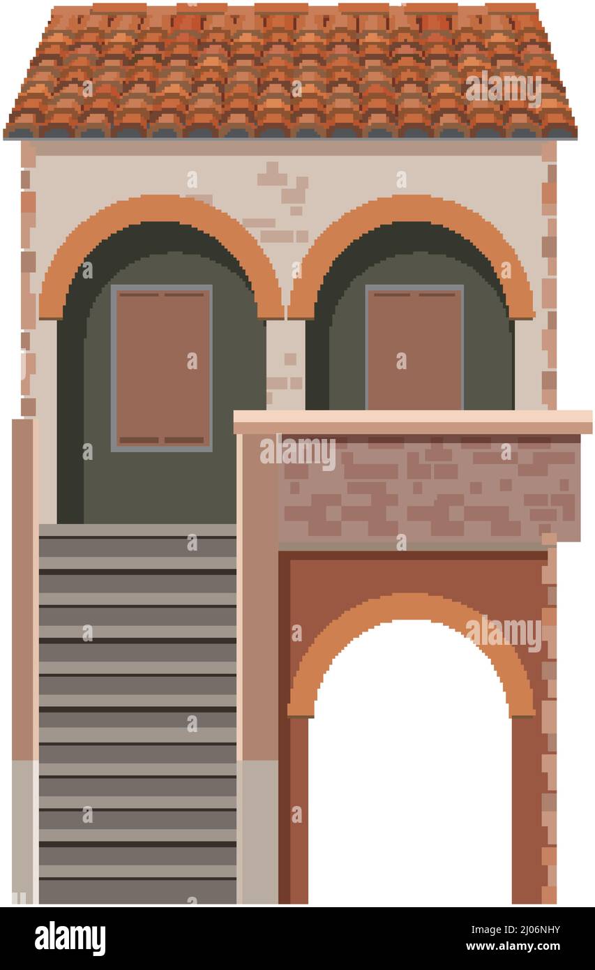 Traditional Italian architecture house building illustration Stock ...