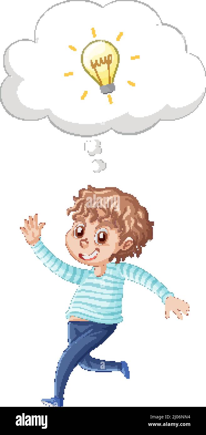 A a boy jumping and thinking on white background illustration Stock ...