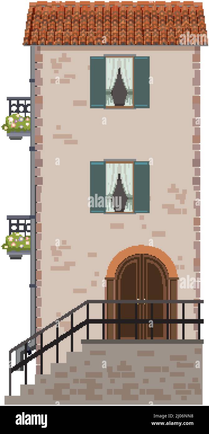 Traditional Italian architecture house building illustration Stock ...