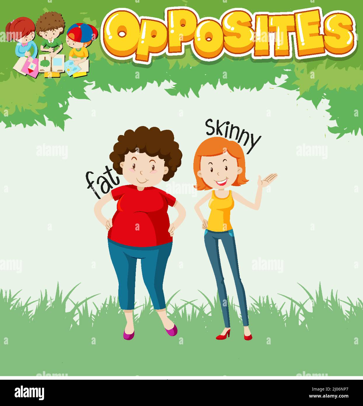 Opposite words for fat and skinny illustration Stock Vector Image & Art ...