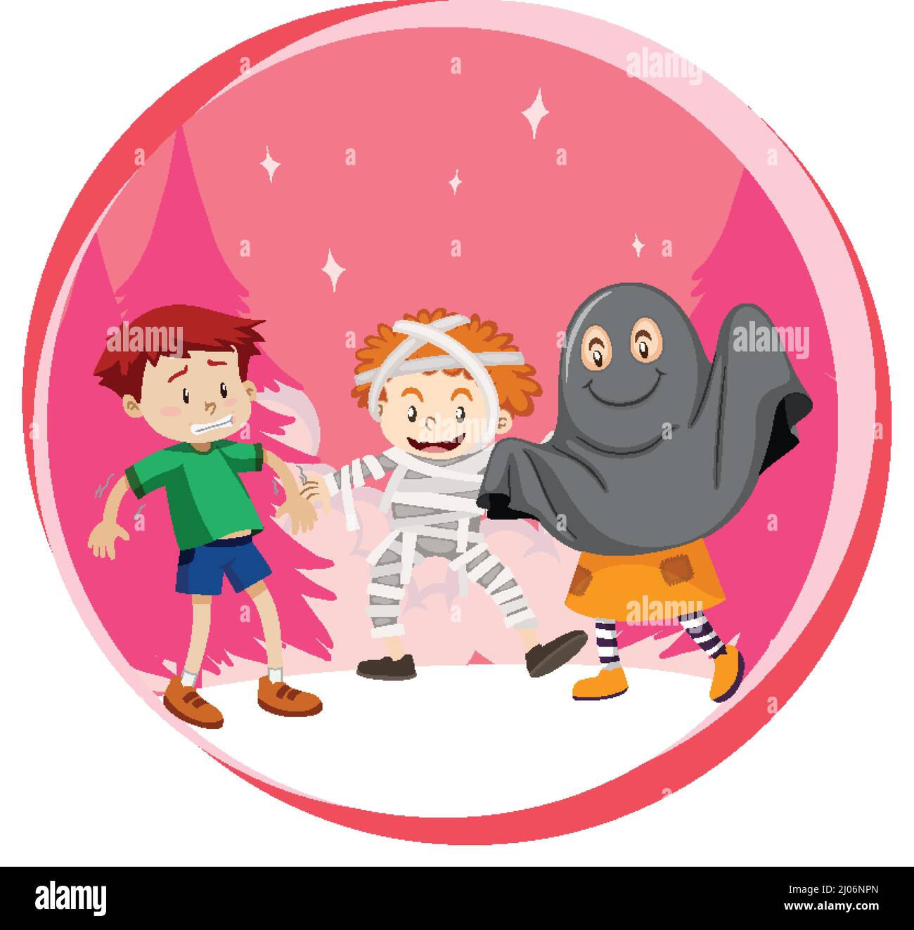 Little boy acting ghost on white background illustration Stock Vector ...