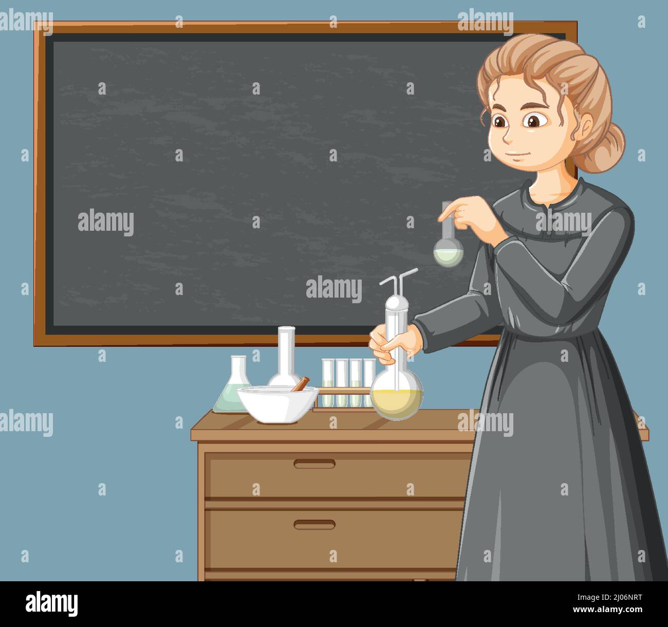 Portrait of Marie Curie in cartoon style illustration Stock Vector ...