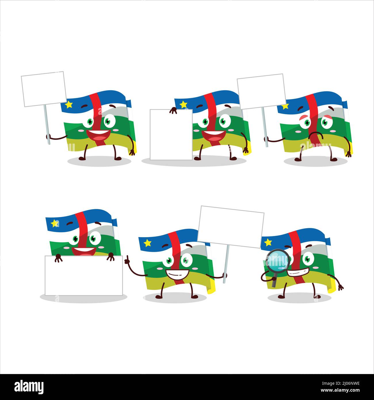 African republic flag cartoon character bring information board. Vector ...