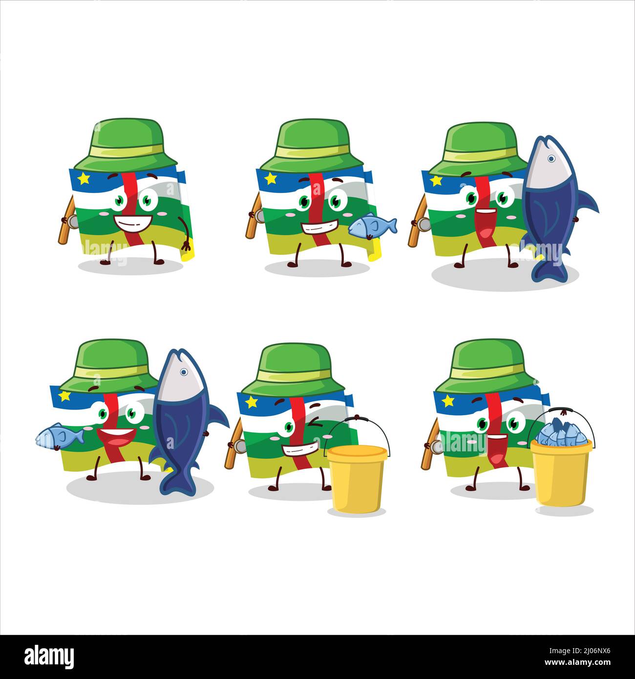 A fisherman african republic flag cartoon picture catch a big fish ...