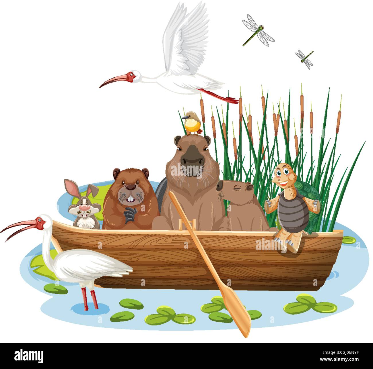 Many animals on the boat illustration Stock Vector Image & Art - Alamy