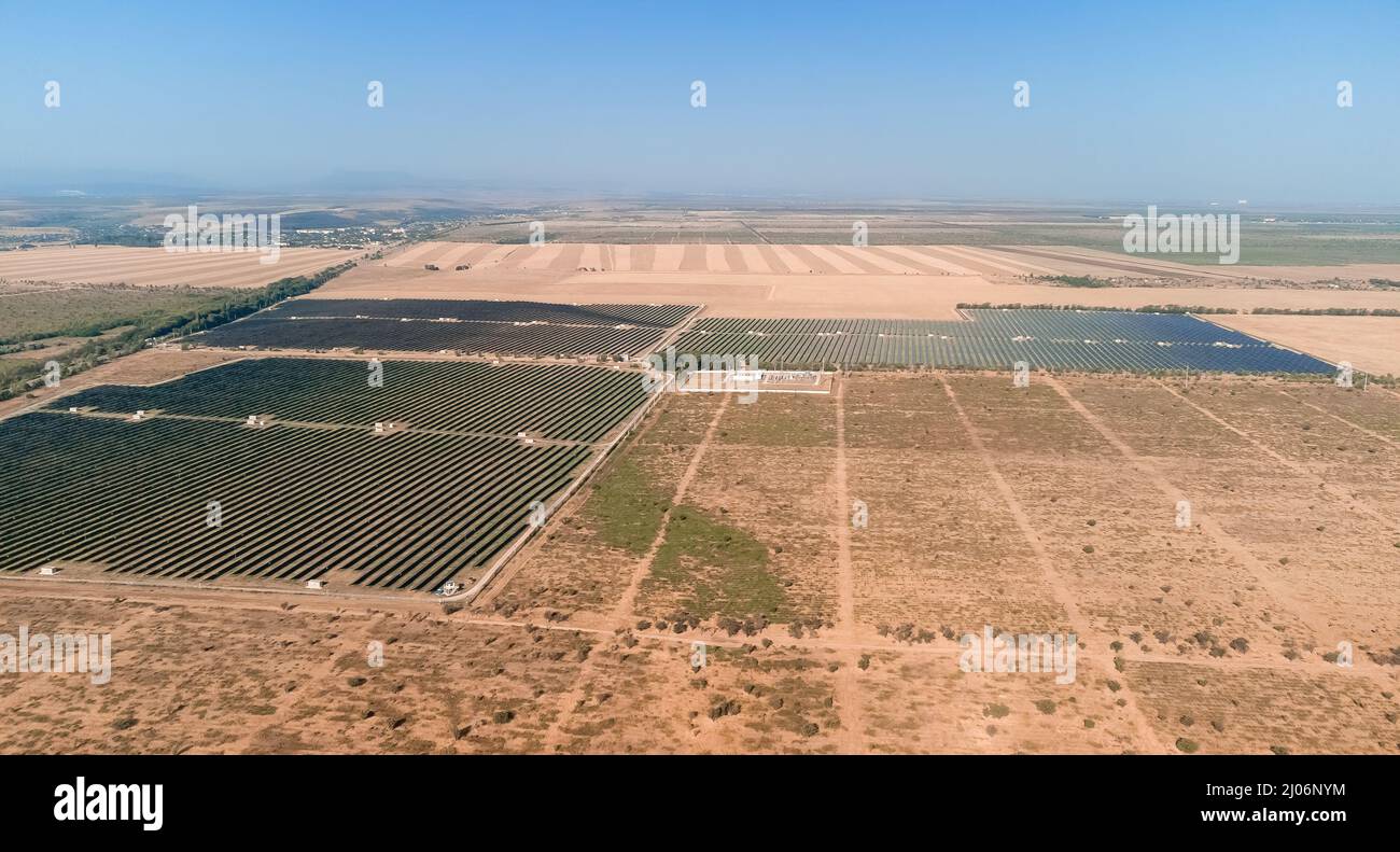 Aerial view of a solar panels power plant. Photovoltaic solar panels at ...
