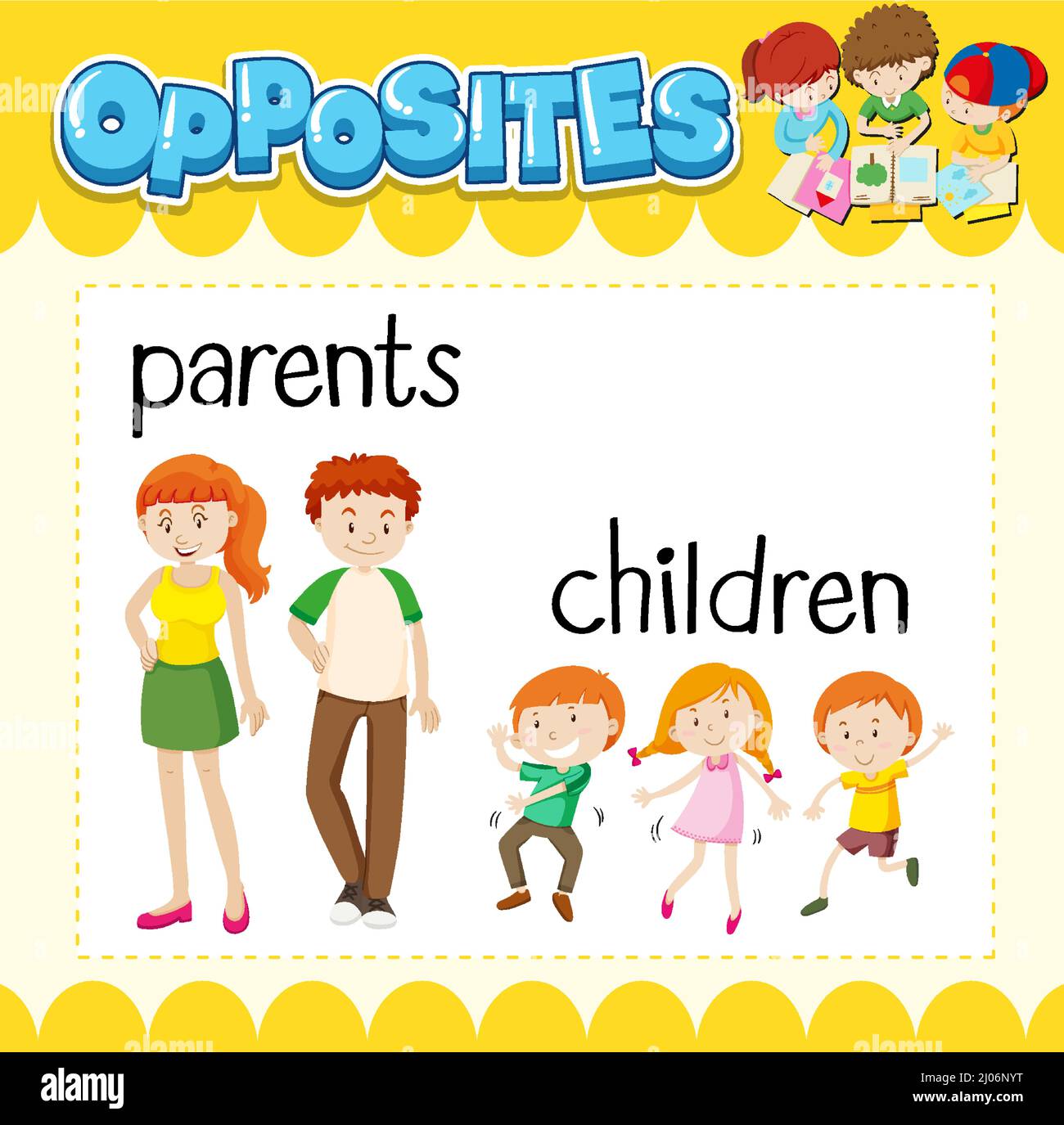 Opposite words for parents and children illustration Stock Vector Image ...