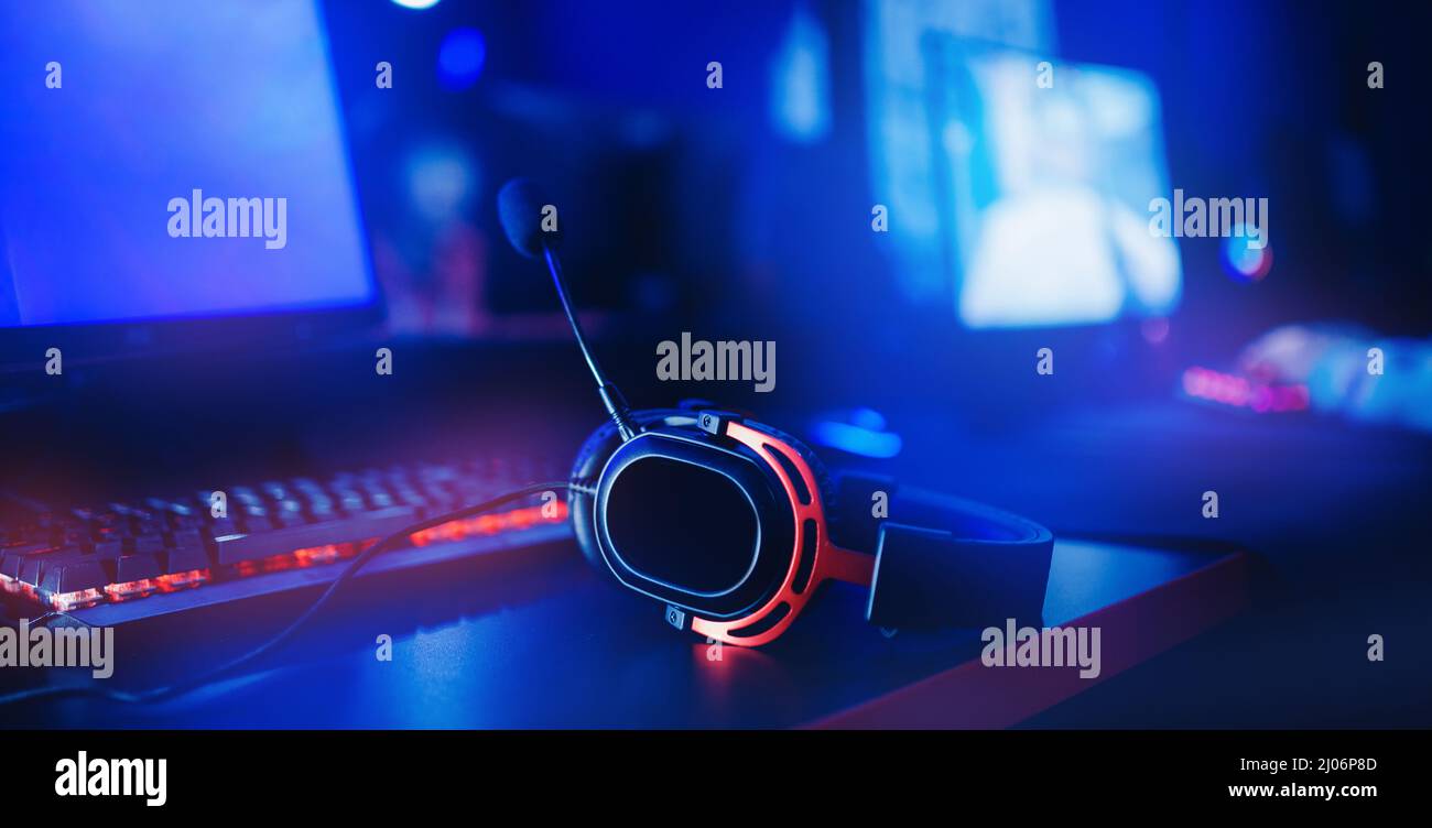 Banner cyber sports, Professional headphones with microphone for video ...