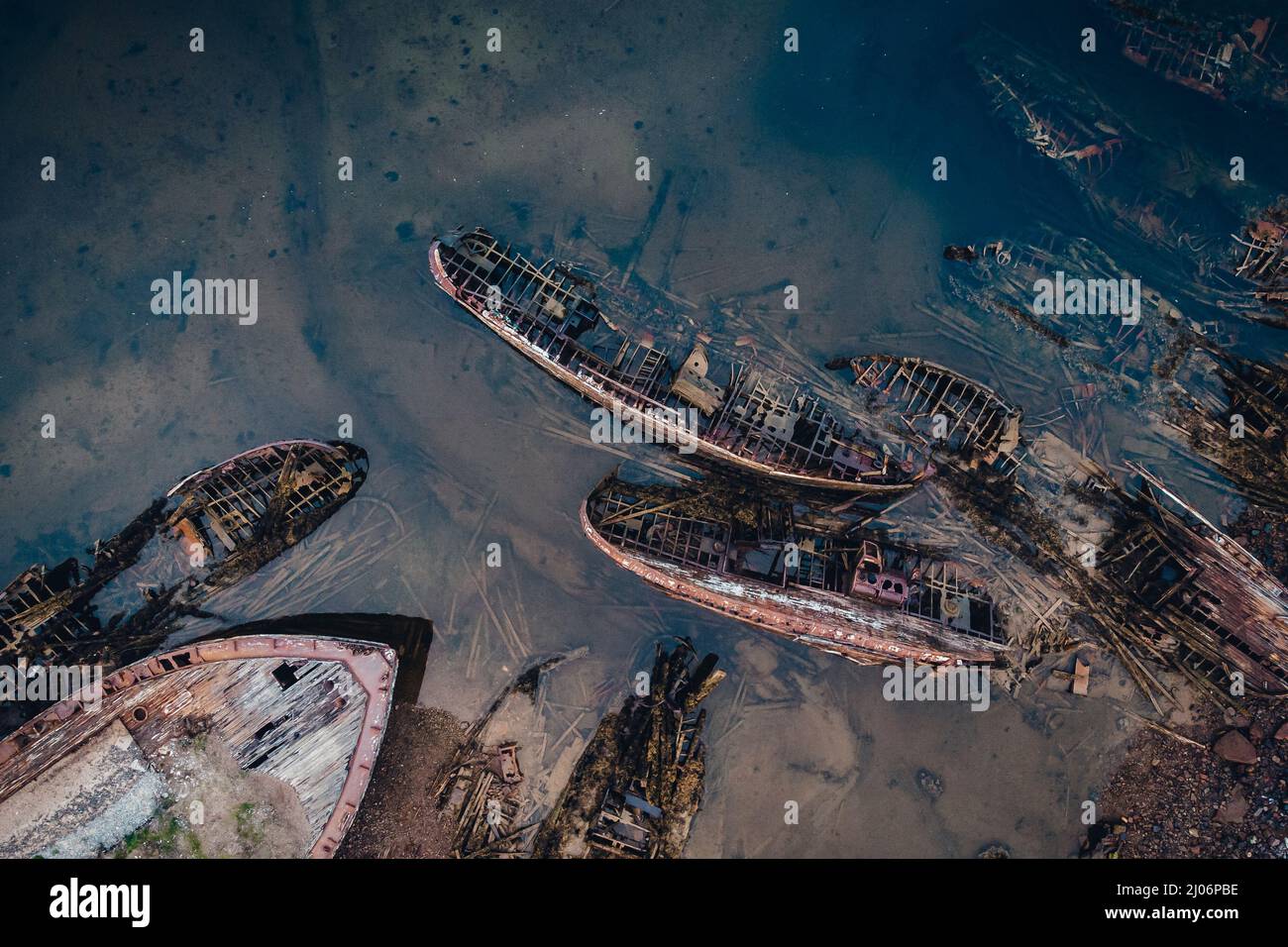 Cemetery of old ships in Teriberka Murmansk Russia, dramatic photo ...