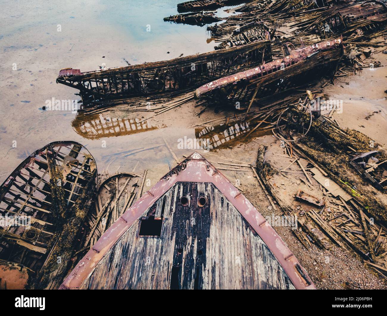 Cemetery of old ships in Teriberka Murmansk Russia, dramatic photo ...